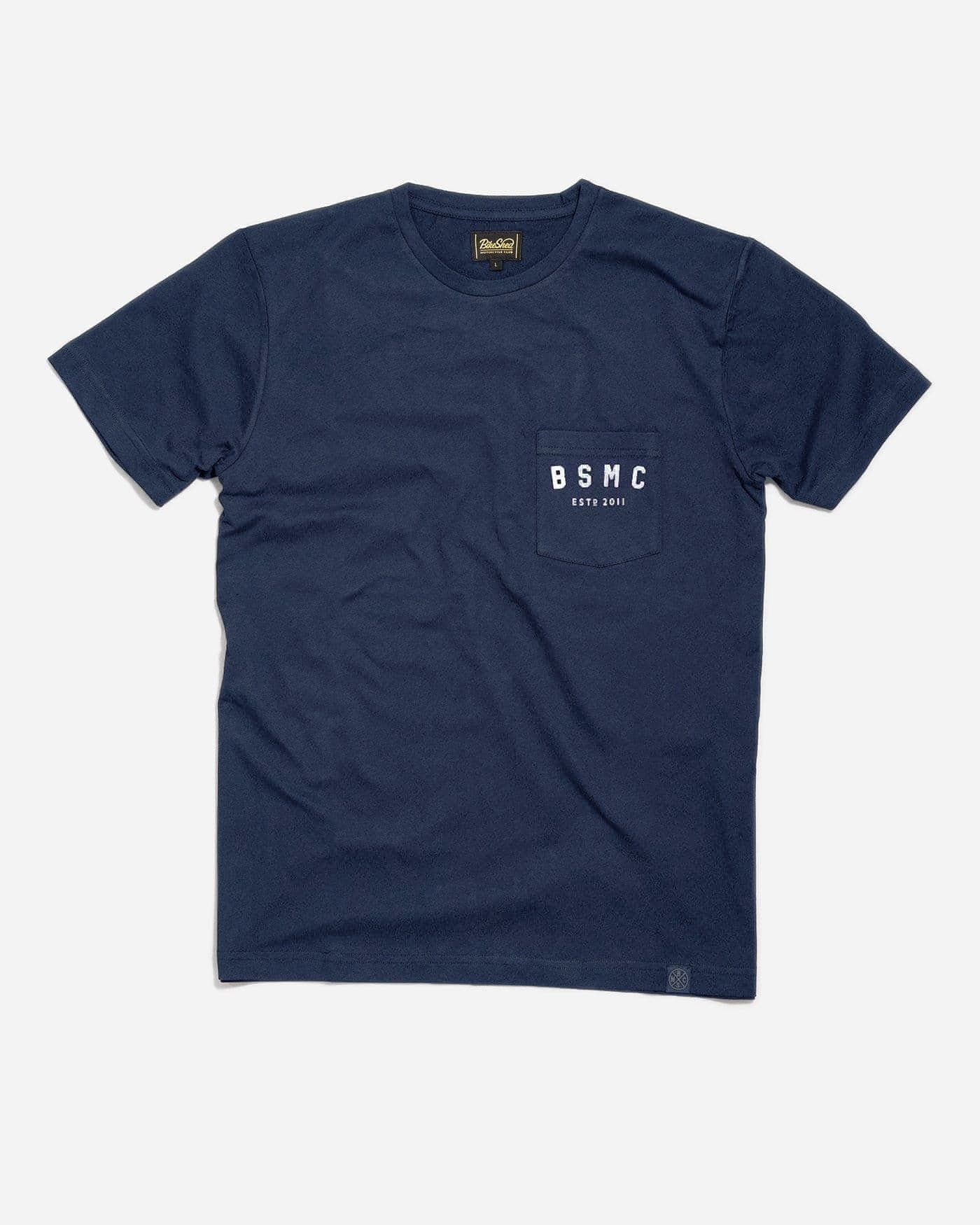 Motorcycle ESTD. Pocket T Shirt - Navy | Bike Shed Moto Co. – Bike Shed ...